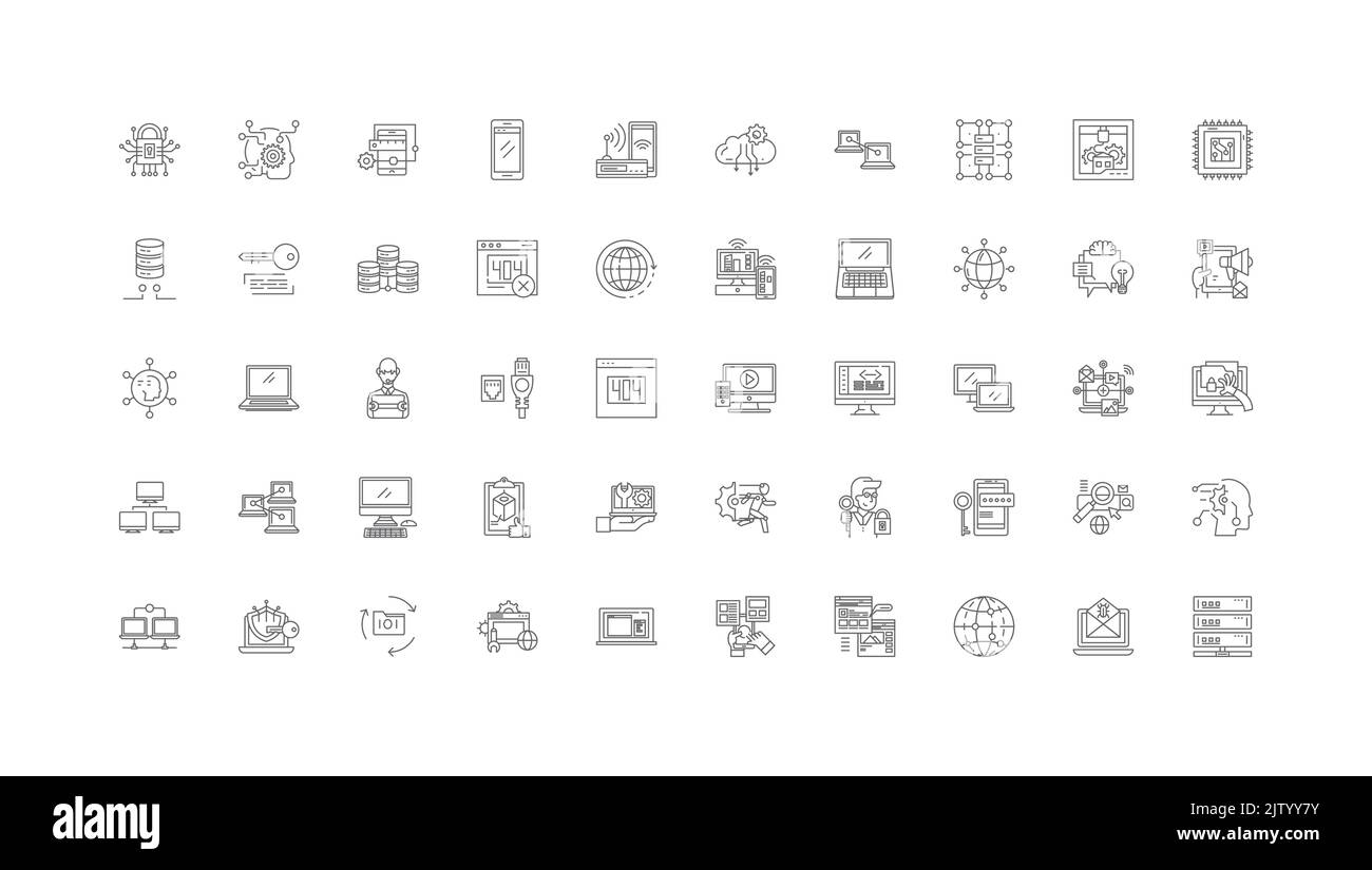 Network technologies ideas, linear icons, line signs set, vector ...