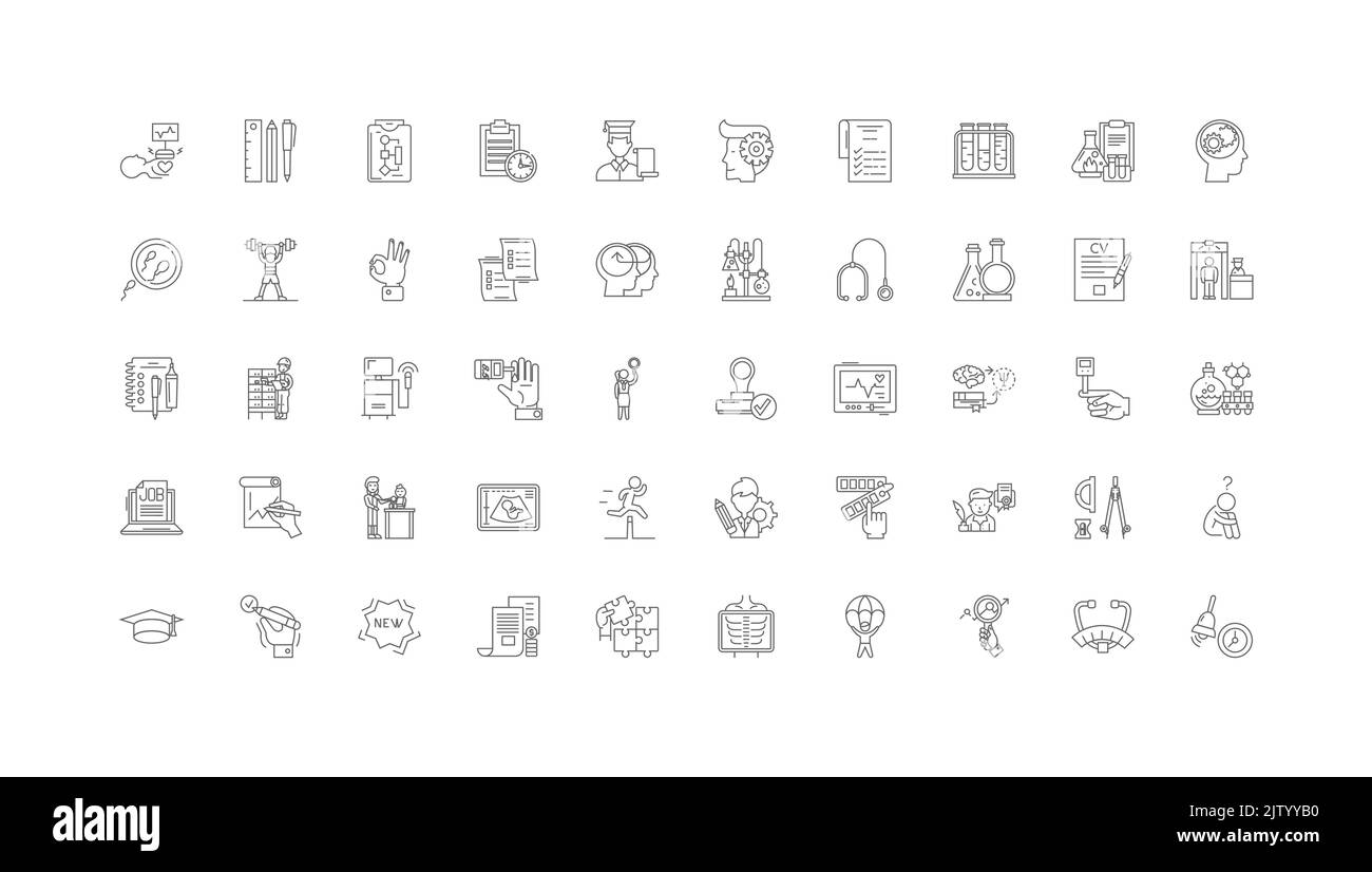 Test Concept Illustration Linear Icons Line Signs Set Vector Collection Stock Vector Image