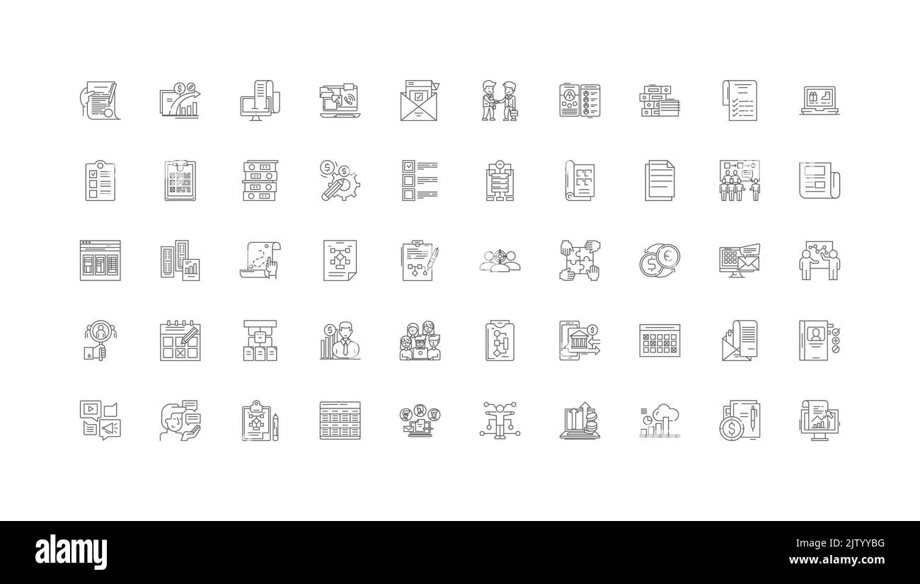 Programm concept illustration, linear icons, line signs set, vector ...