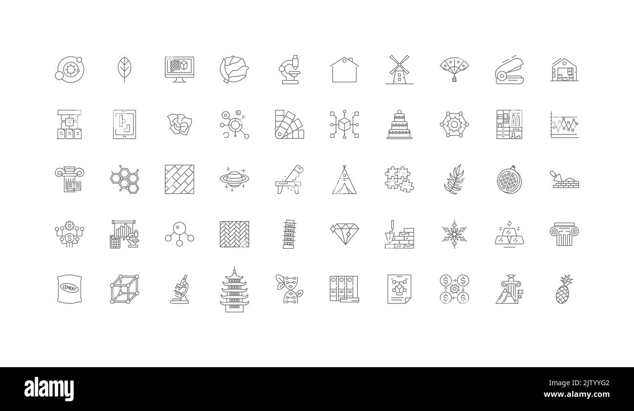 Structure icons ideas, linear icons, line signs set, vector collection ...