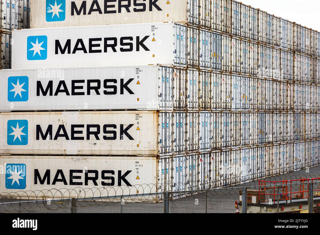 Containers of the shipping company Maersk Stock Photo - Alamy