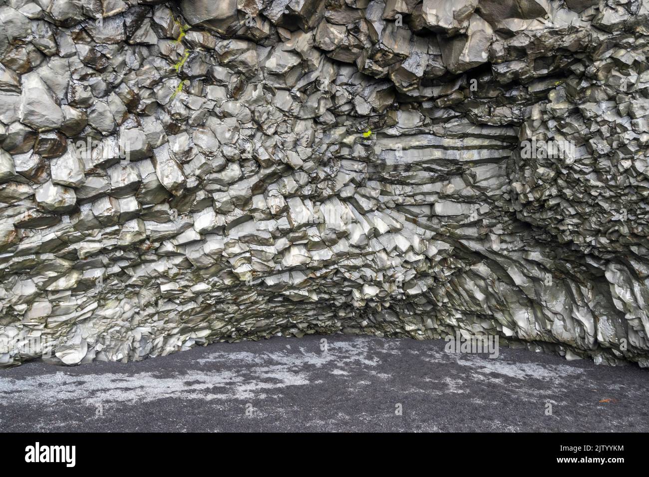 The basalt columns on Reynisfjara Beach, near Vík Í Myrdal in Southern ...