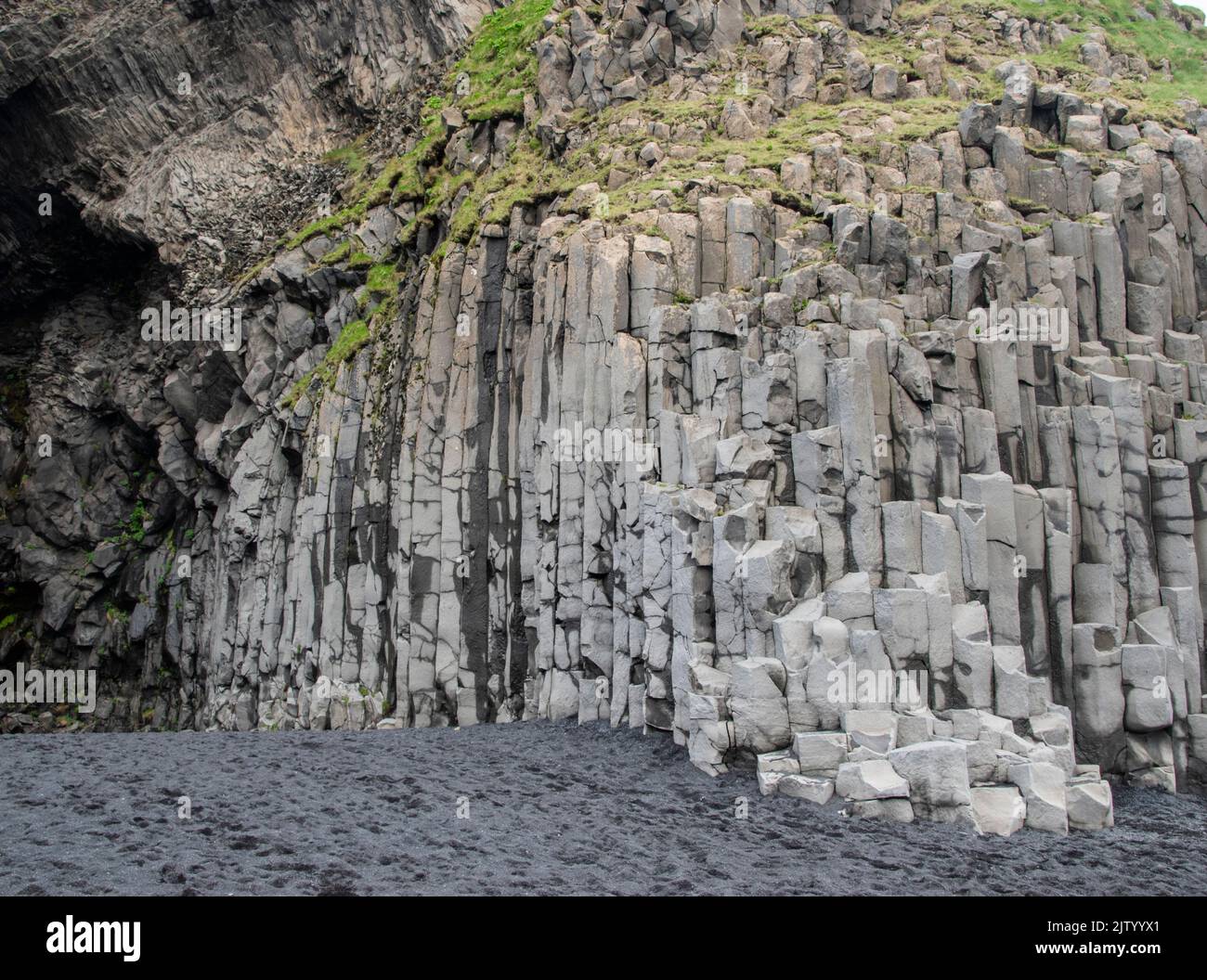 The basalt columns on Reynisfjara Beach, near Vík Í Myrdal in Southern ...