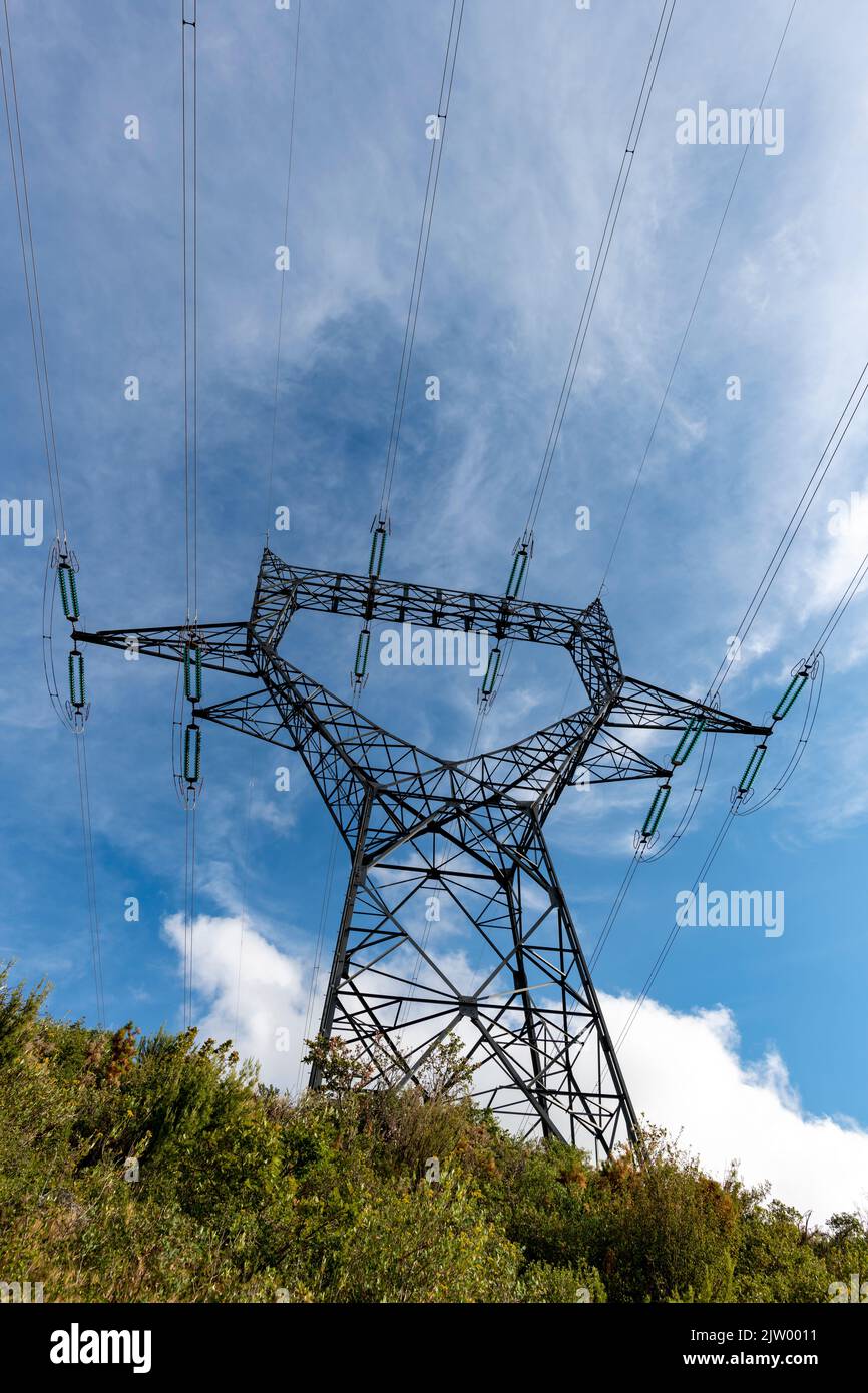 Power transmission lines in south of France, Europe Stock Photo - Alamy