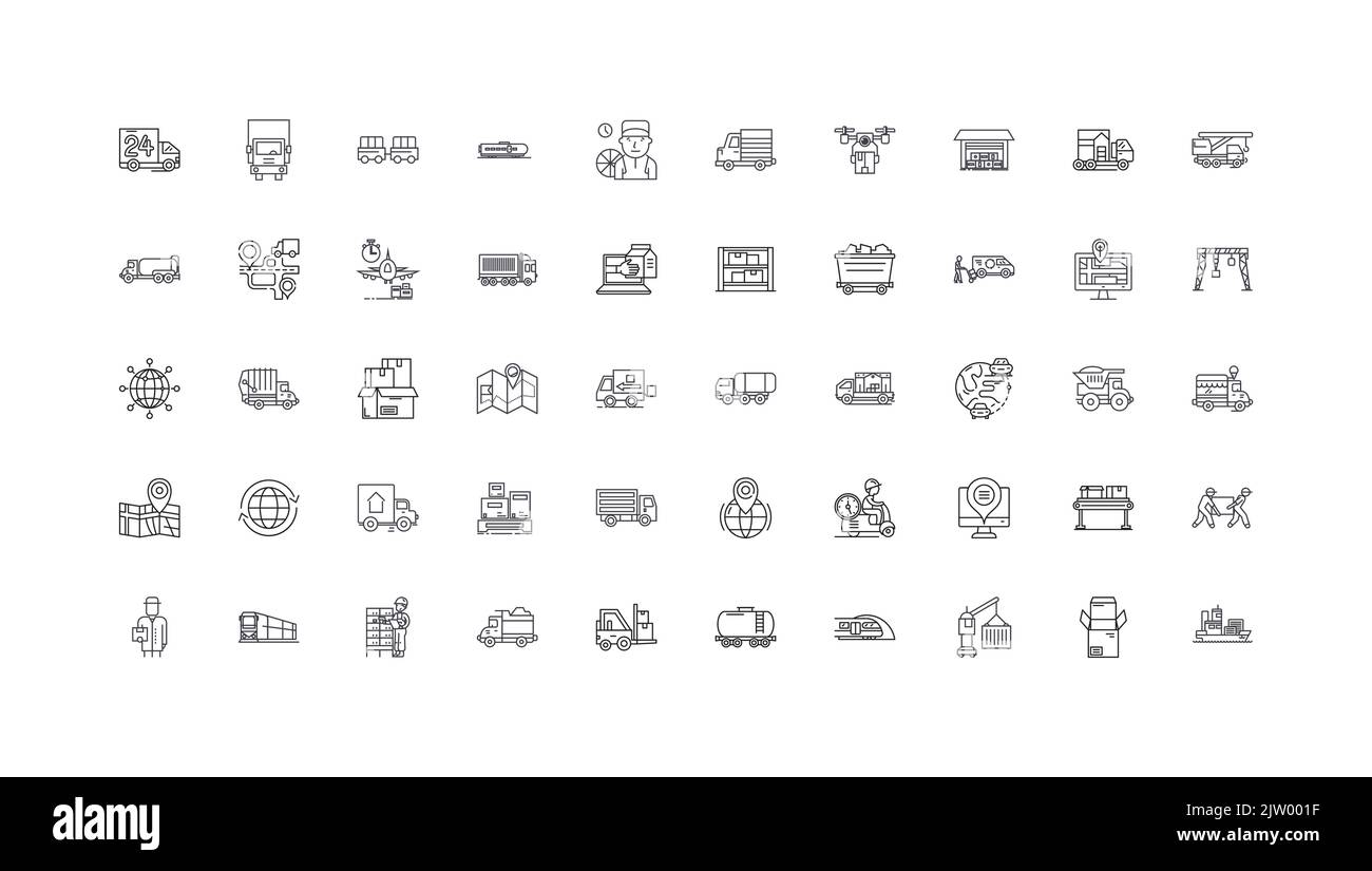 Logistics ideas, linear icons, line signs set, vector collection Stock ...