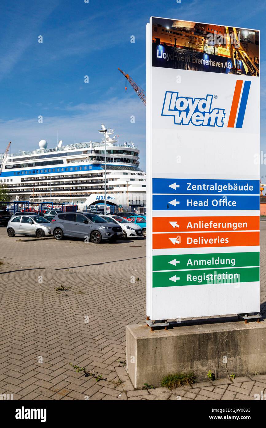 Cruise ship Aida Diva in the shipyard Lloyd Werft Bremerhaven Stock ...