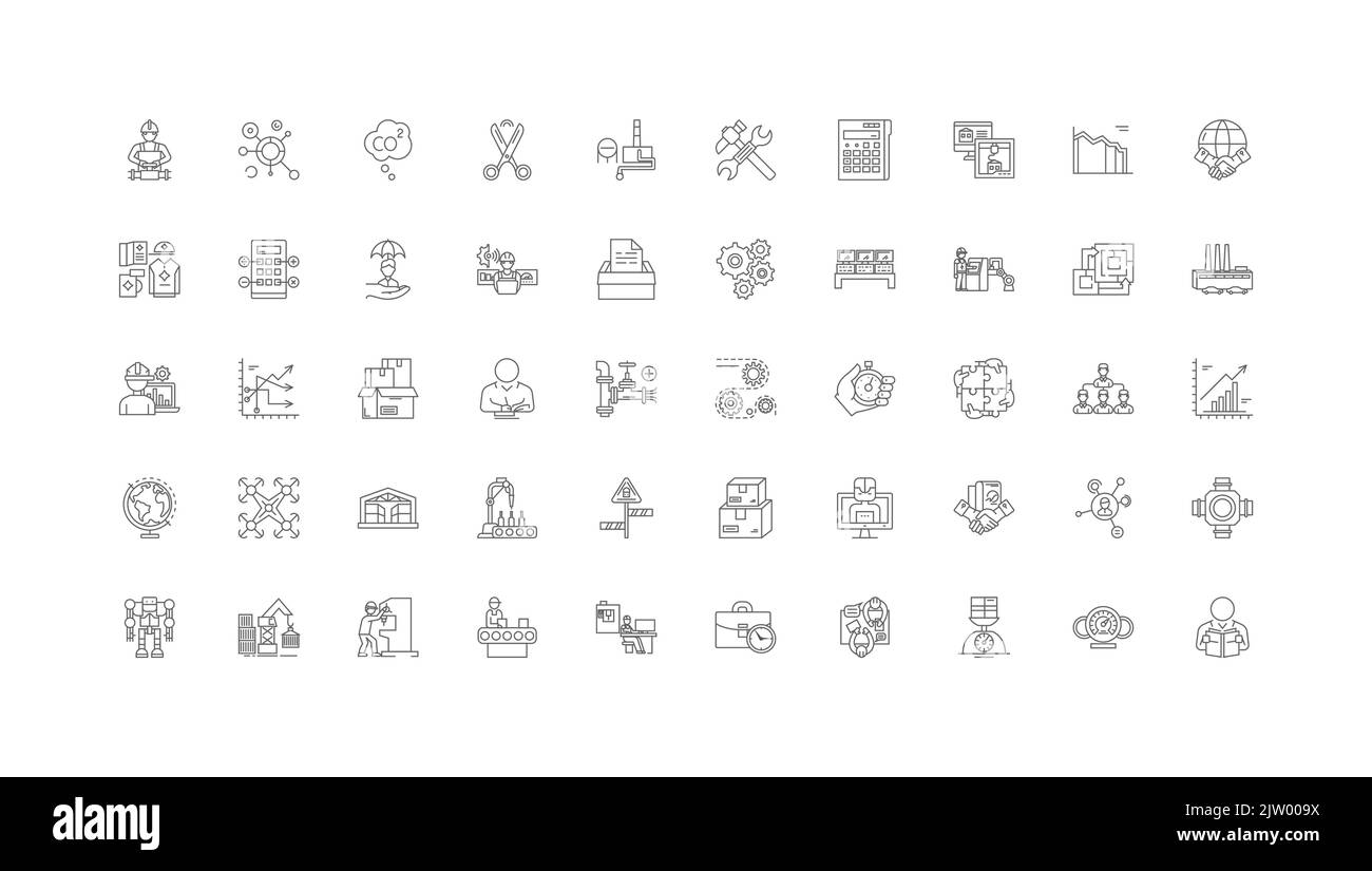 Supply chain ideas, linear icons, line signs set, vector collection ...