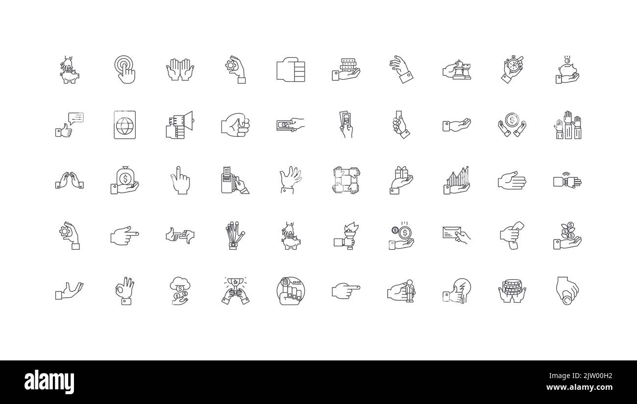 Hands gestures set ideas, linear icons, line signs set, vector collection Stock Vector Image ...