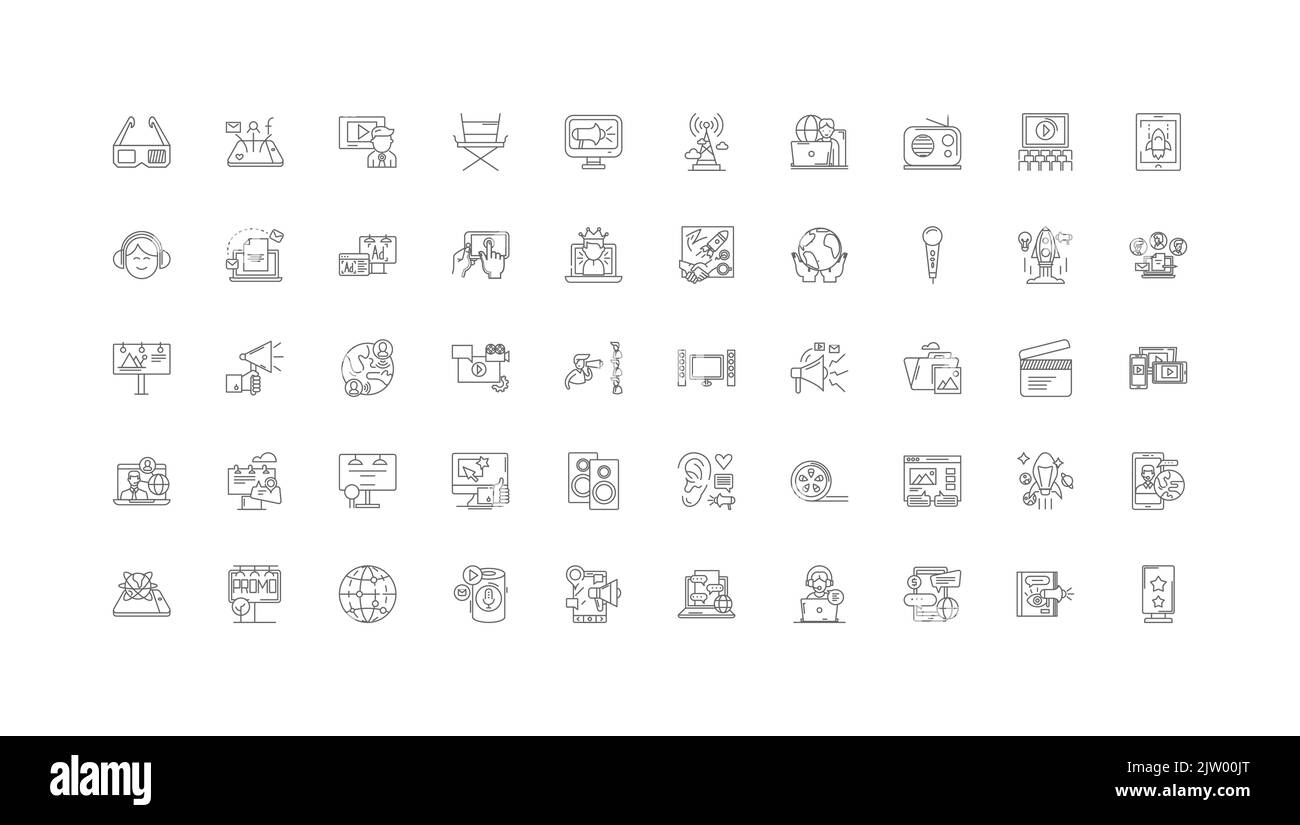 Mass media ideas, linear icons, line signs set, vector collection Stock Vector Image & Art - Alamy