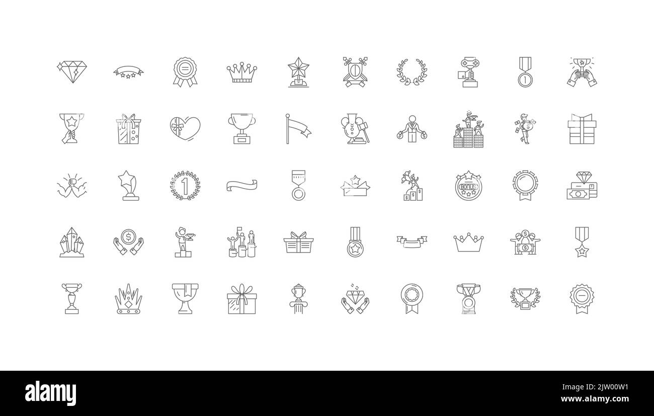 Trophy ideas, linear icons, line signs set, vector collection Stock ...