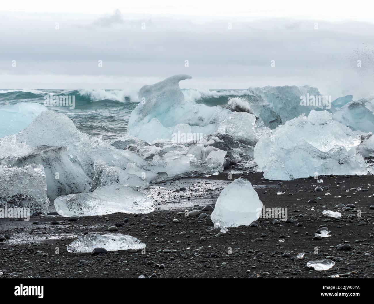 Chunks of ice broken off from the glacier, float out to sea and then ...