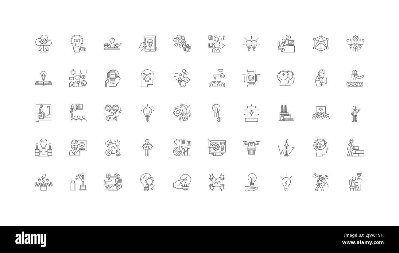 Innovation concept illustration, linear icons, line signs set, vector ...