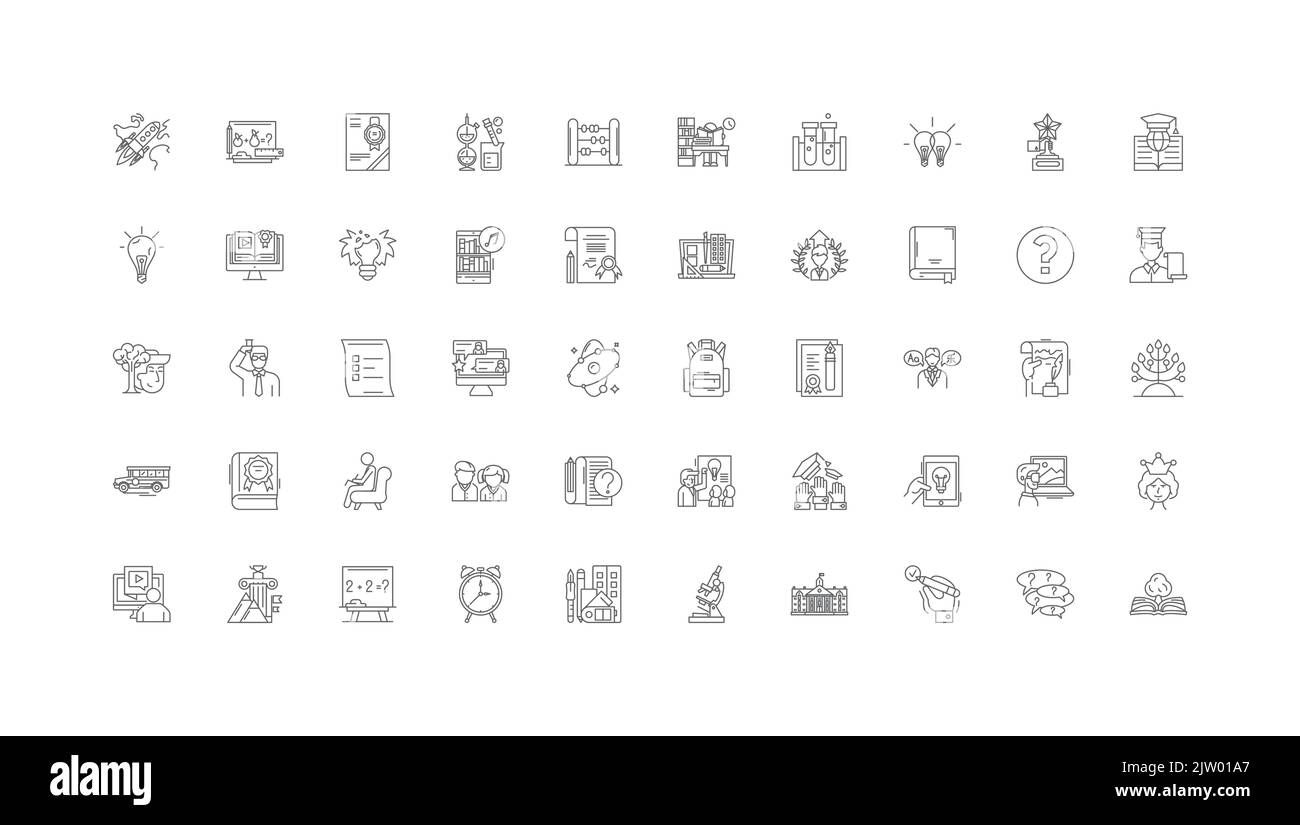 School ideas, linear icons, line signs set, vector collection Stock ...