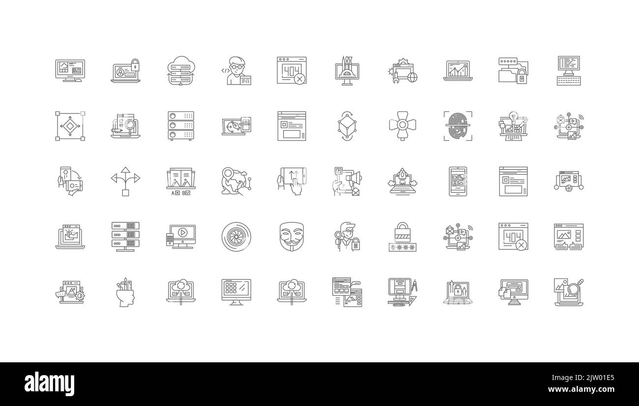 Website ideas, linear icons, line signs set, vector collection Stock ...