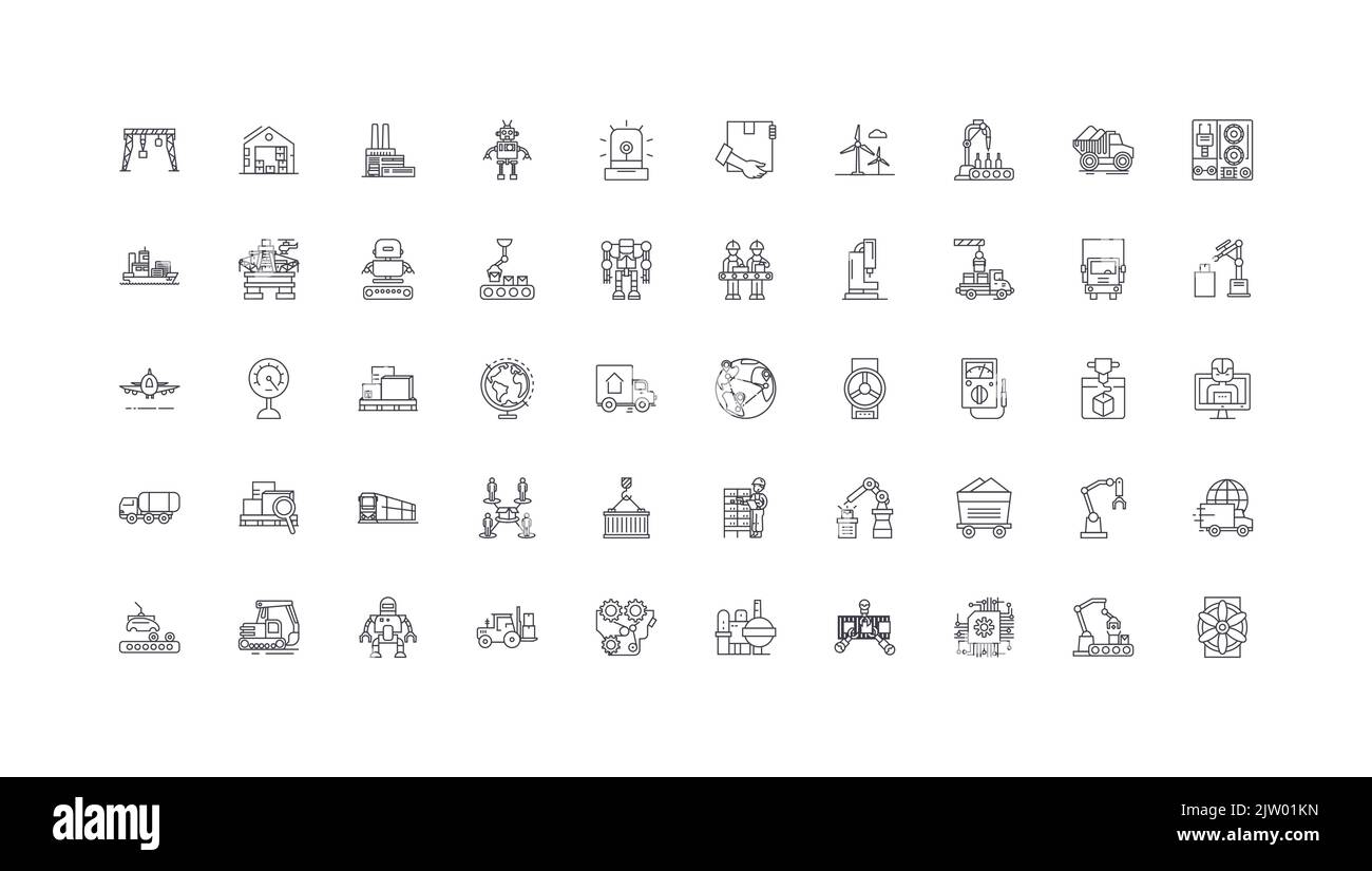 Industry set concept illustration, linear icons, line signs set, vector ...
