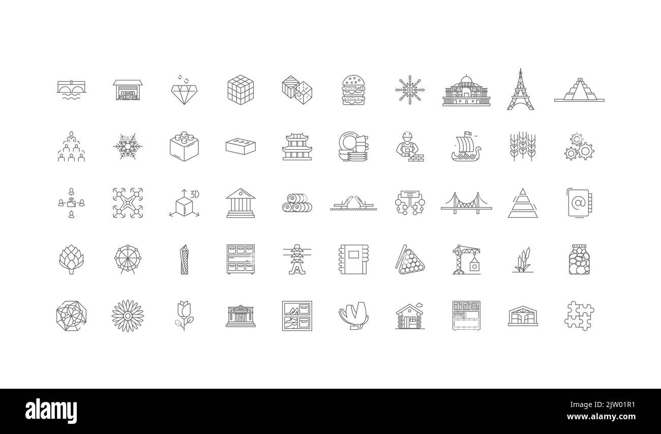 Structure Icons Concept Illustration Linear Icons Line Signs Set Vector Collection Stock