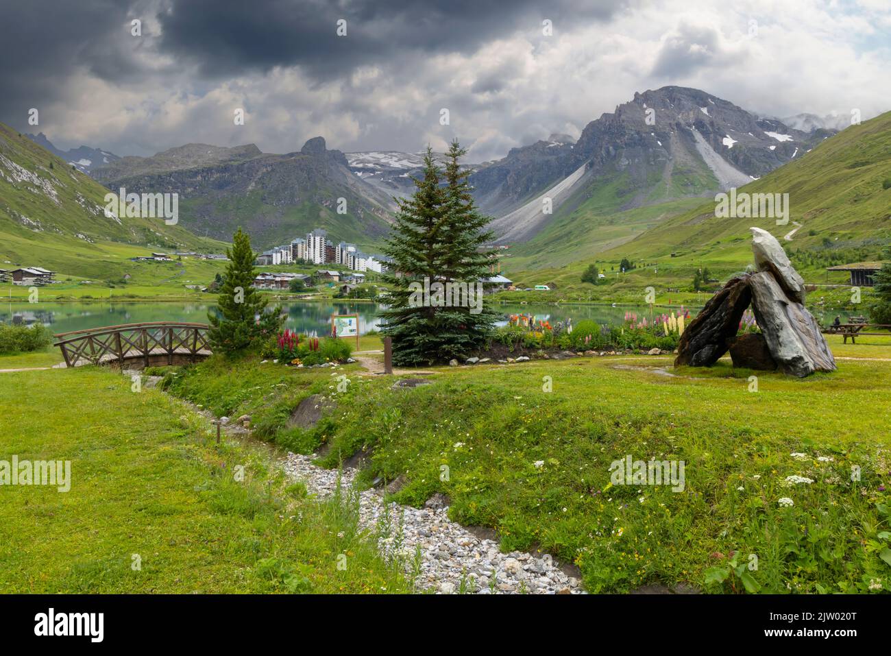 Spring and summer landscape, Tignes, Vanoise national park, France ...