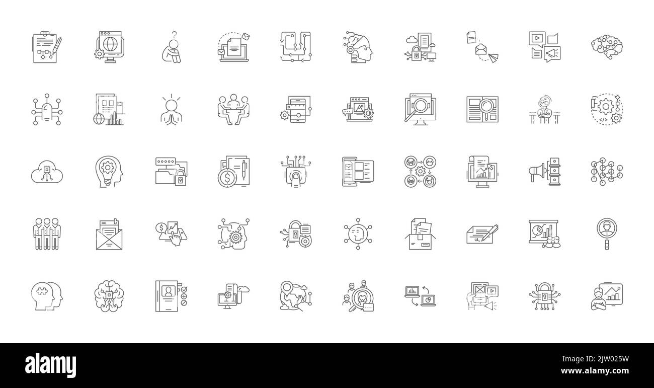 Answers ideas, linear icons, line signs set, vector collection Stock ...