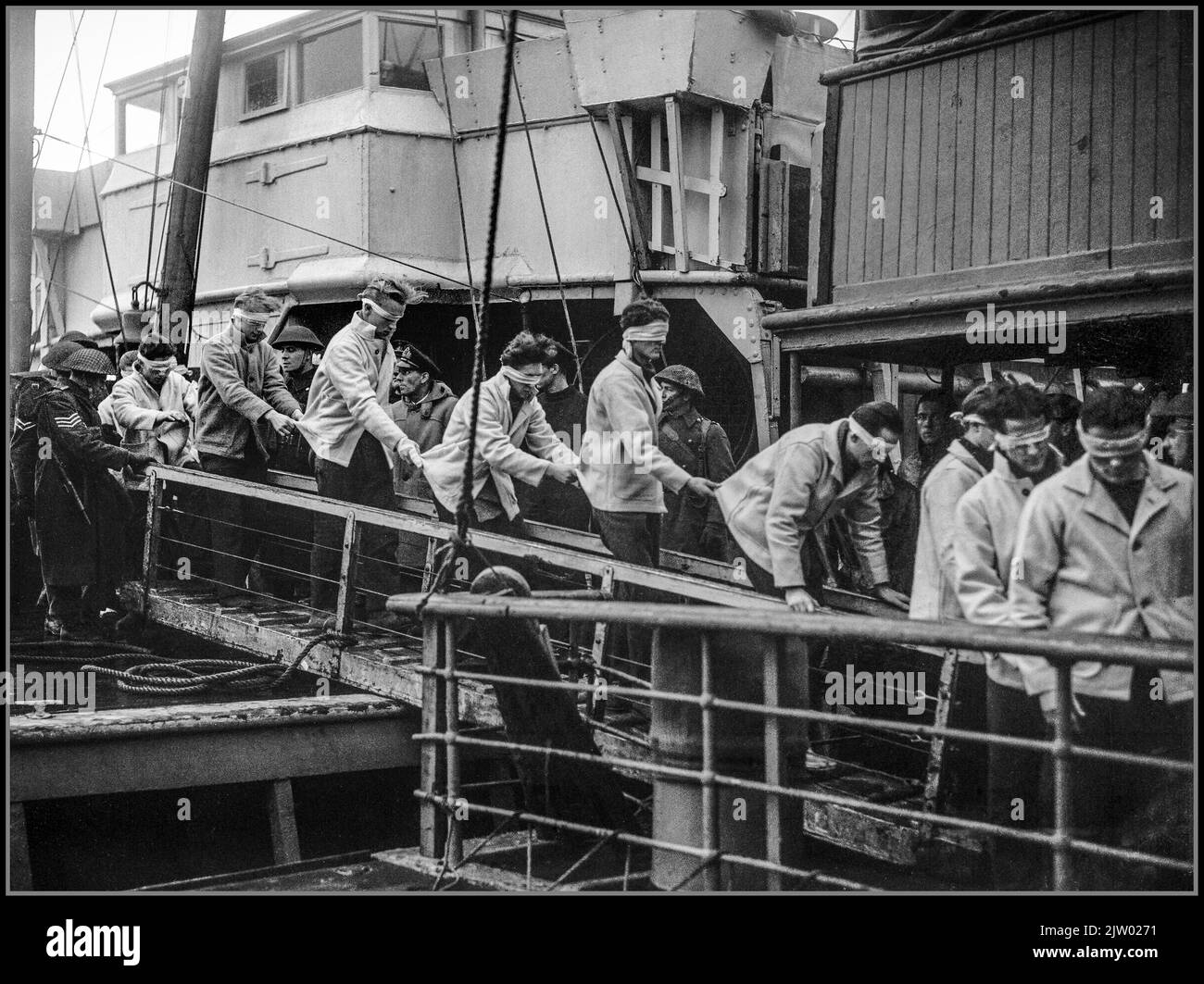 Security blindfolded walking down a gang plank hi-res stock photography ...