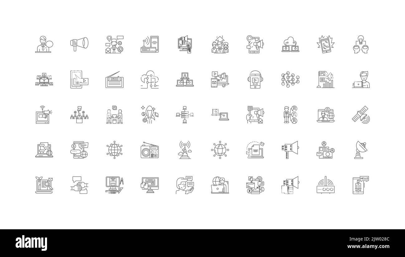 Connection ideas, linear icons, line signs set, vector collection Stock ...