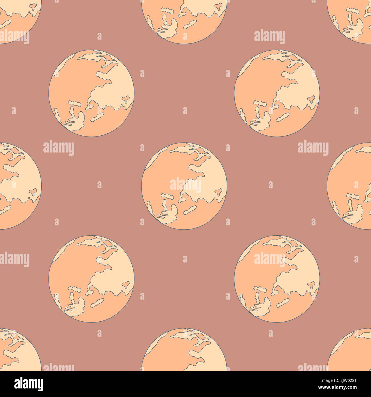 Planet earth engraved seamless pattern. Vintage sphere of world in hand ...