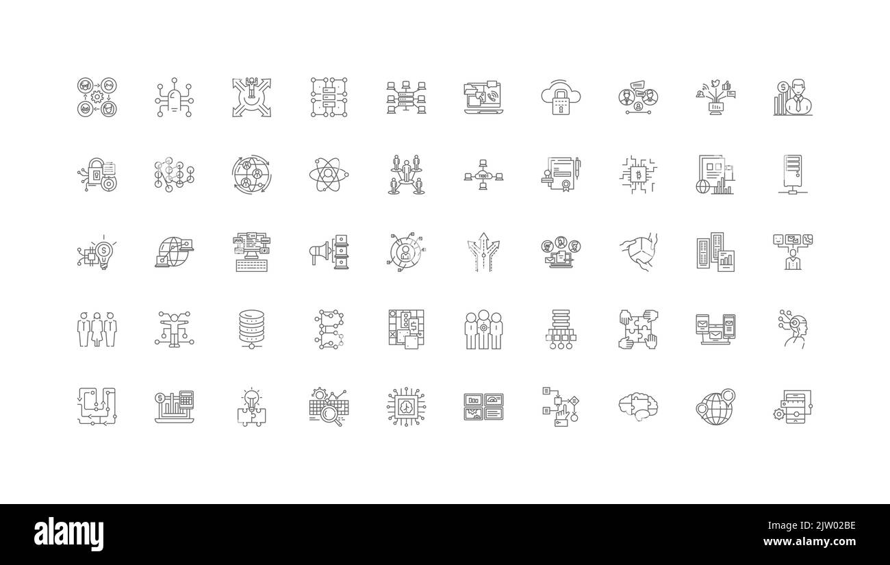 Distribution ideas, linear icons, line signs set, vector collection ...