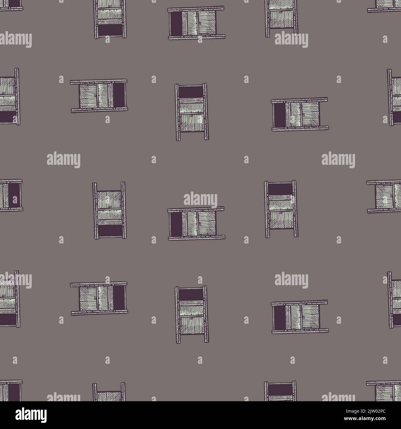 Mailbox engraved seamless pattern. Vintage letterbox in hand drawn ...