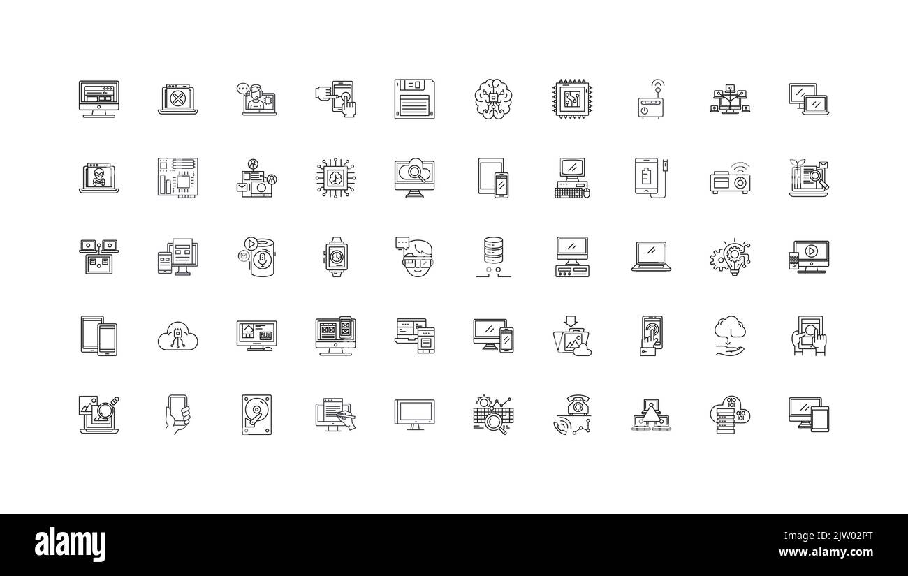 Computer ideas, linear icons, line signs set, vector collection Stock ...