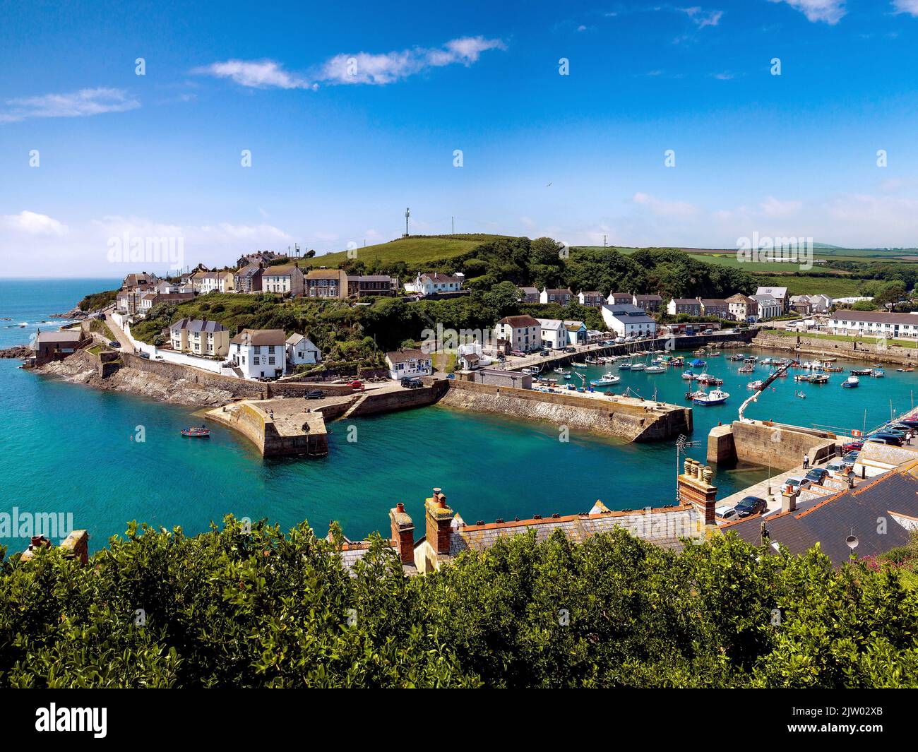 The beautiful fishing village of Porthleven. Viewing the harbour and ...
