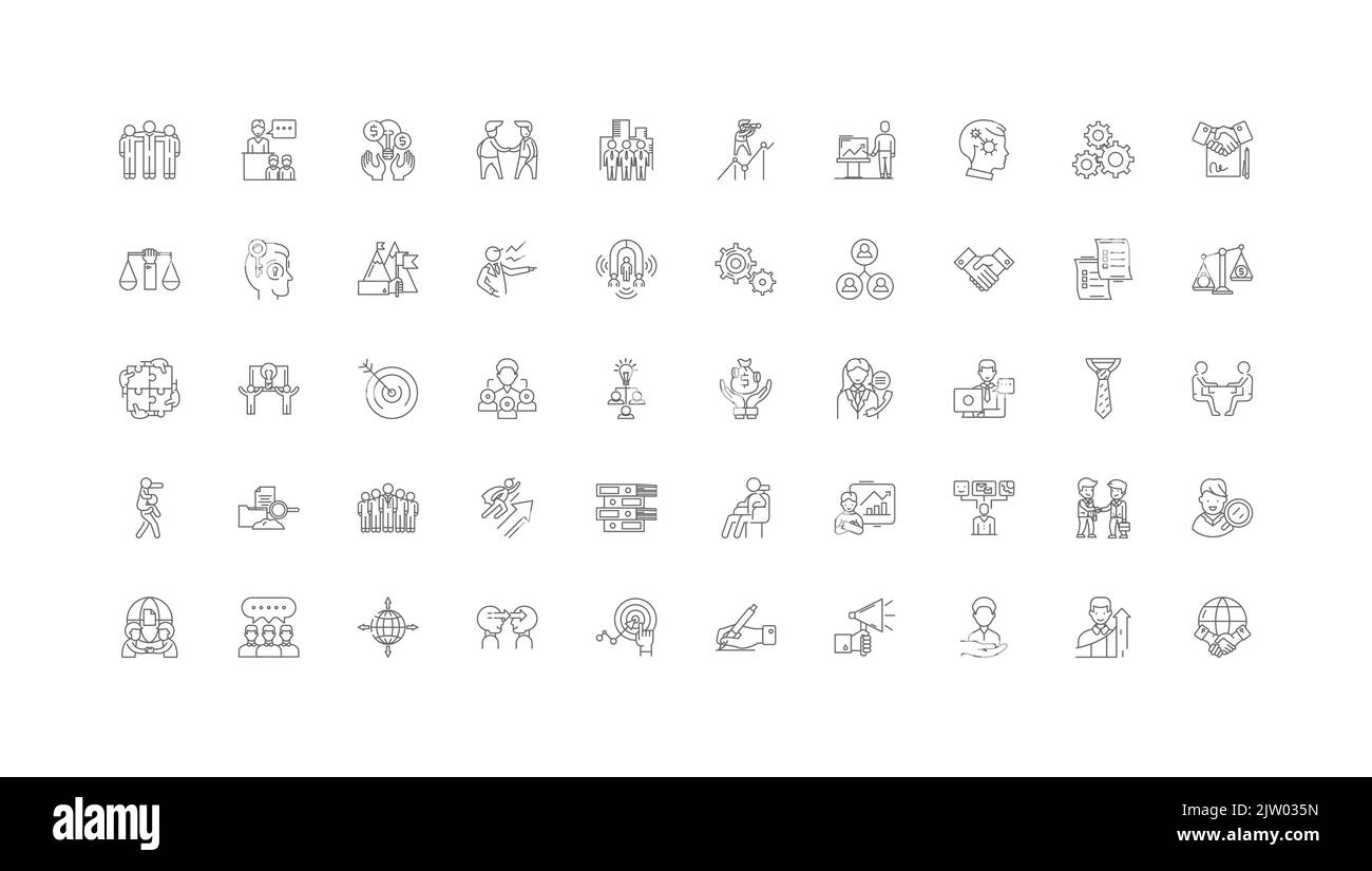 Consulting business concept illustration, linear icons, line signs set ... Consulting business concept illustration, linear icons, line signs set ...