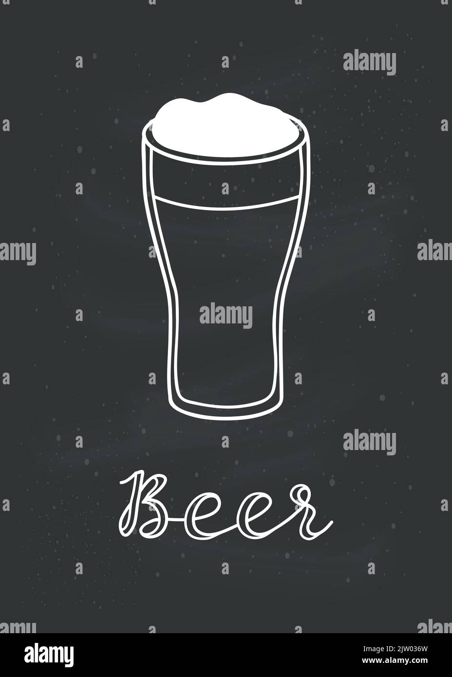 Hand written lettering beer with glass mug for flayers, posters ...