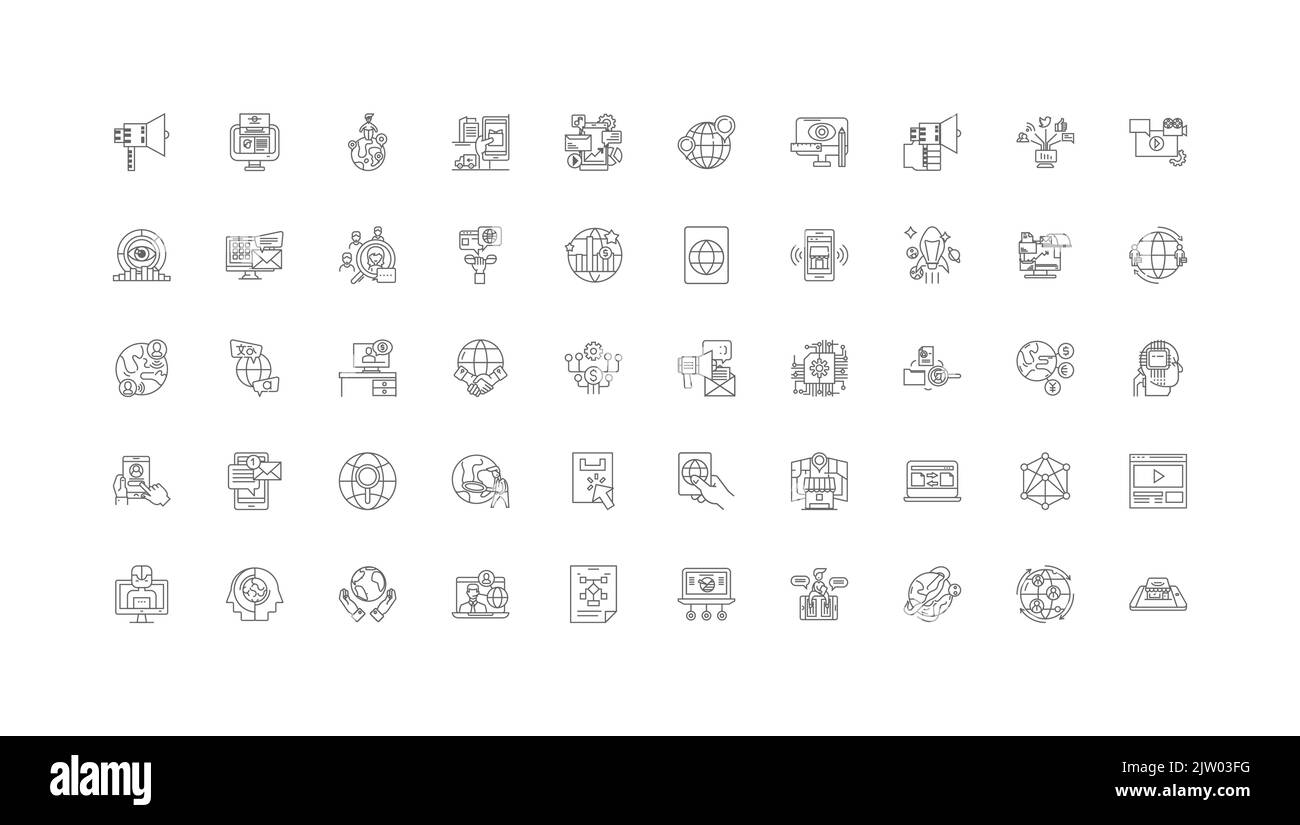 Internet ideas, linear icons, line signs set, vector collection Stock ...