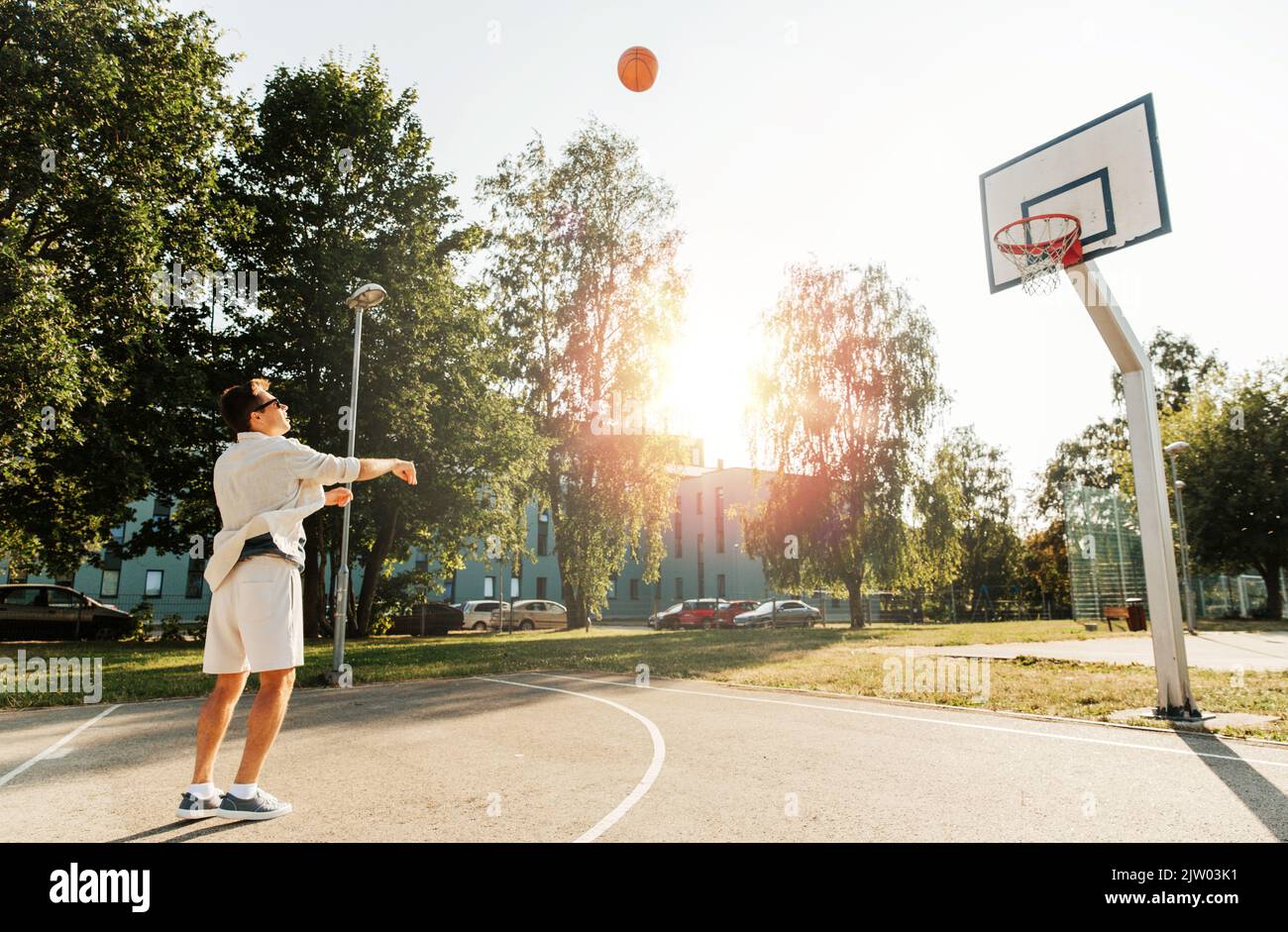 Outdoor basketball hoop on playground hi-res stock photography and ...