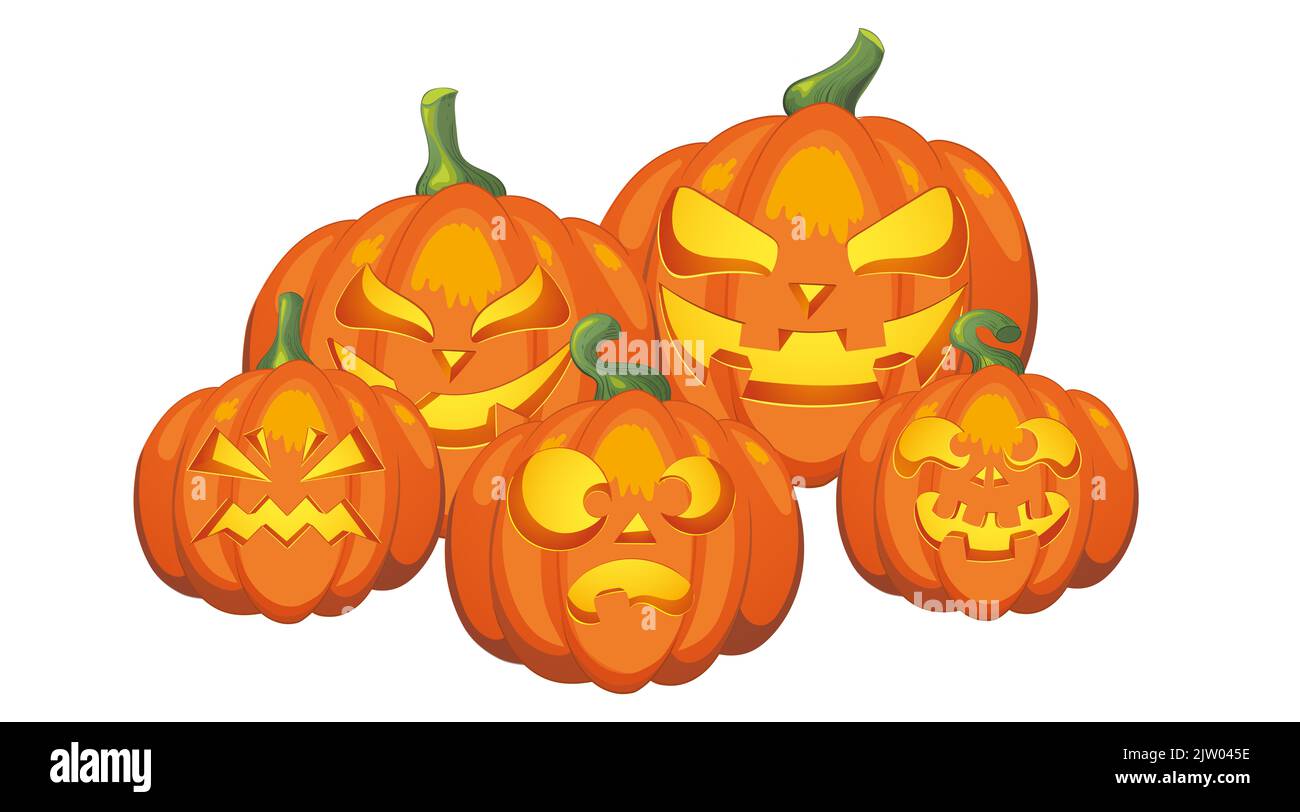 halloween pumpkin illustration orange colors banner Stock Photo - Alamy