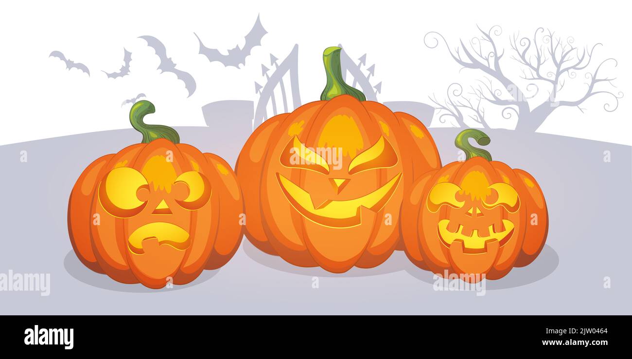 halloween pumpkin illustration orange colors banner Stock Photo - Alamy