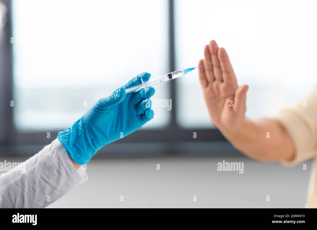 Senior woman patient refusing hi-res stock photography and images - Alamy