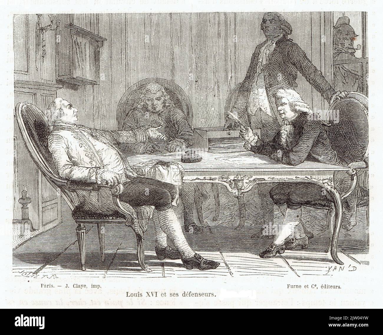 Louis XVI et ses avocats préparant sa défense face à la Convention ...