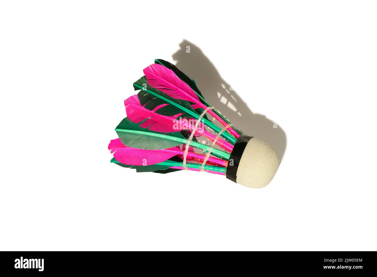 Colorful feather shuttlecock badminton isolated on white background ...