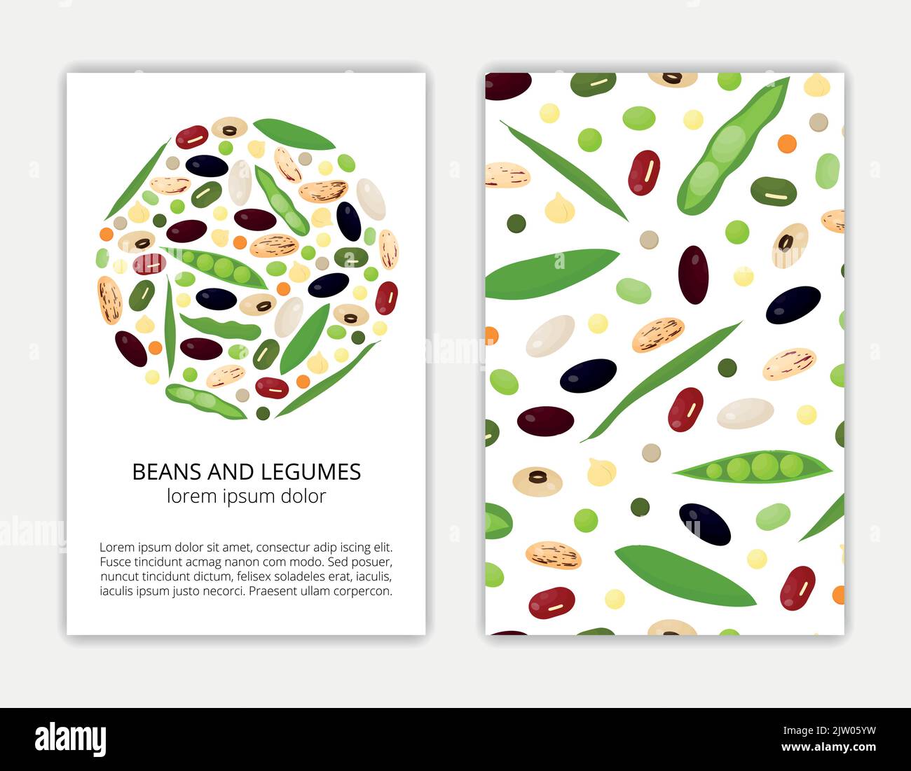 Card templates with cartoon colorful beans and legumes. Used clipping ...