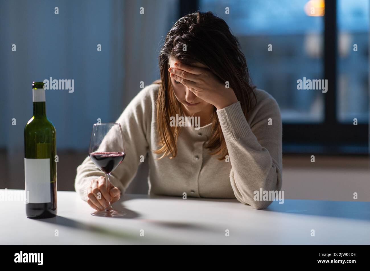 woman alcoholic drinking red wine at home Stock Photo - Alamy