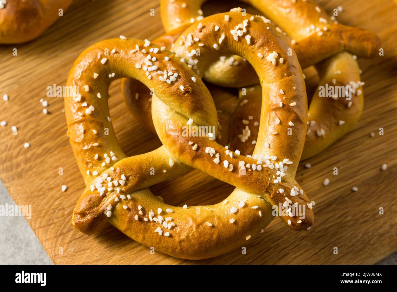 Homemade German Soft Pretzel Twists with Salt Stock Photo - Alamy