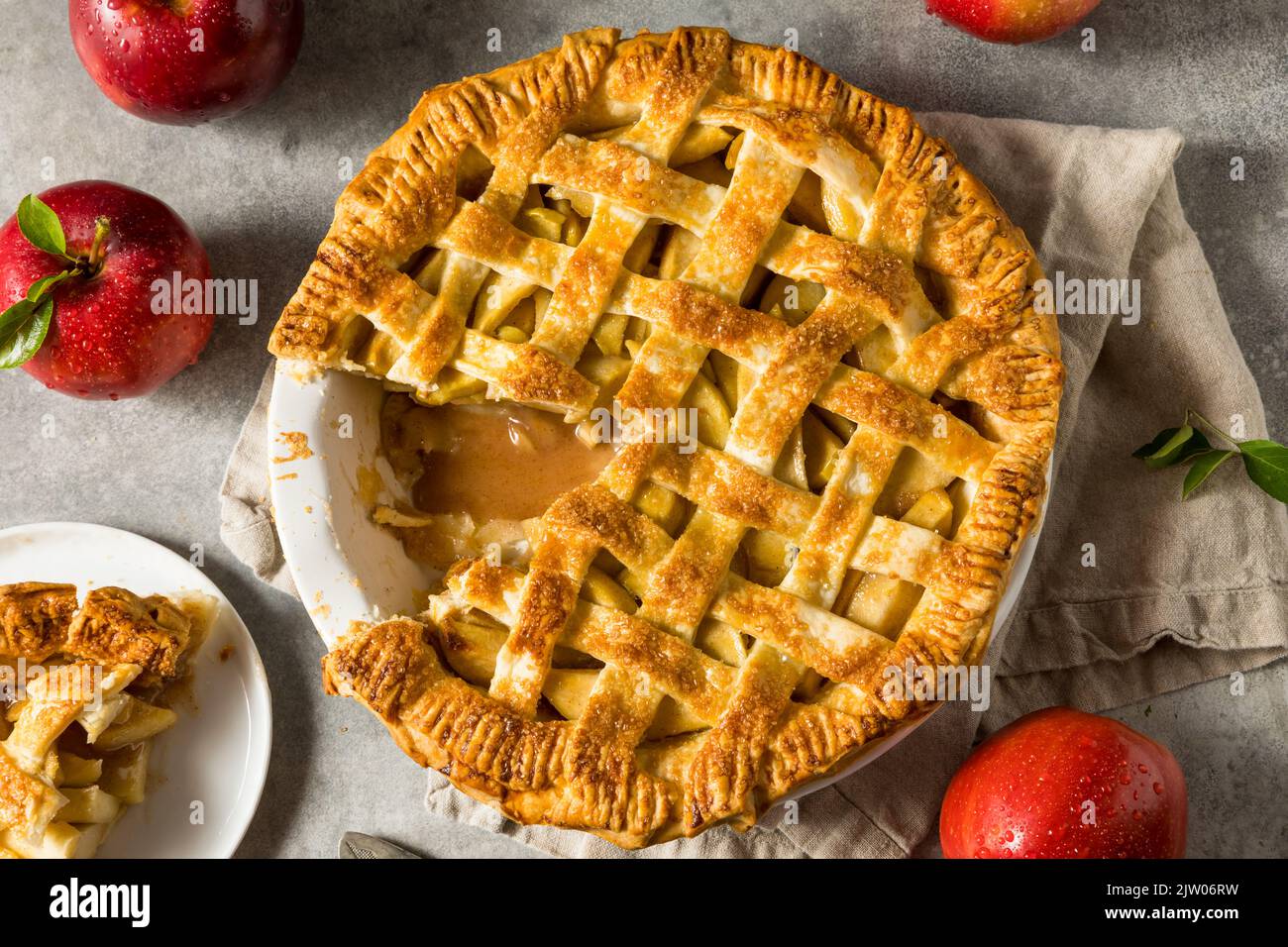 Homemade Sweet American Apple Pie with Sugar and Cinnamon Stock Photo ...