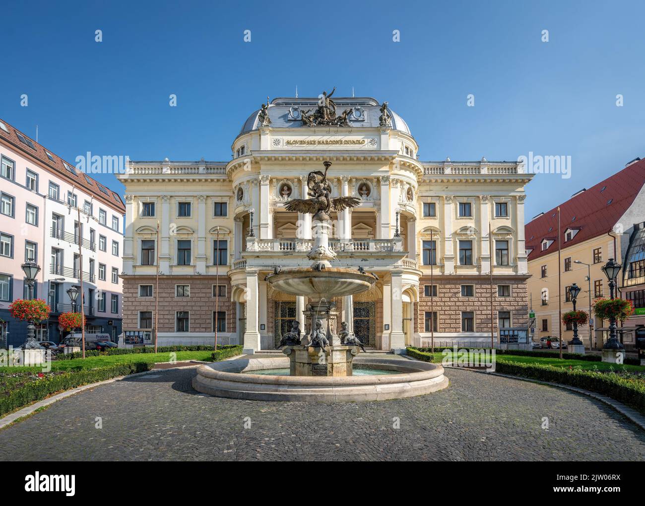Slovak National Theater Historical Building and Ganymedes Fountain ...