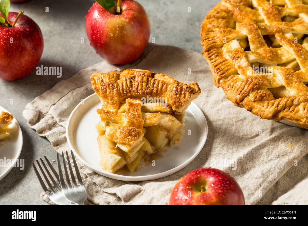 Homemade Sweet American Apple Pie with Sugar and Cinnamon Stock Photo ...