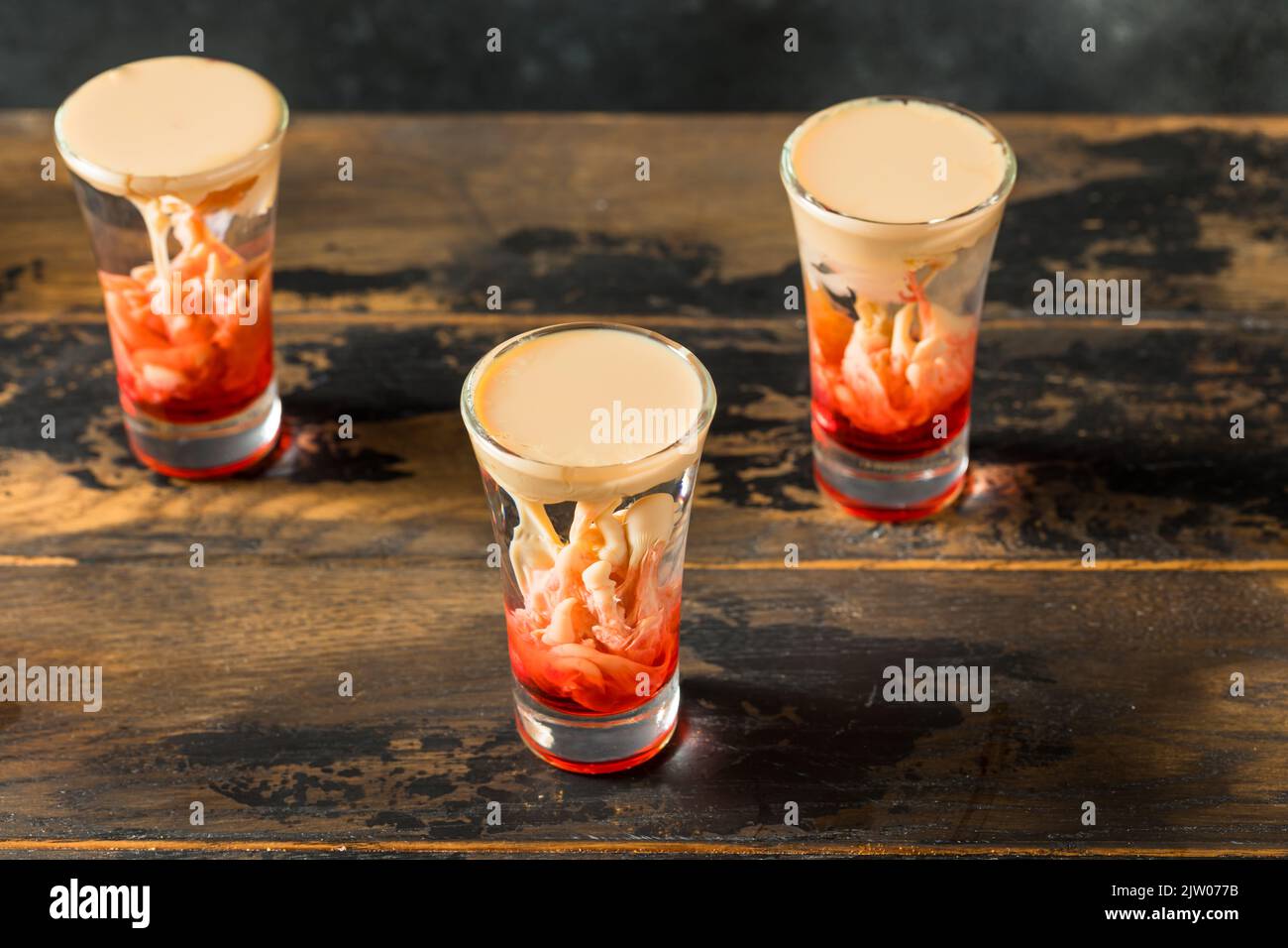 Boozy Halloween Brain Hemorrhage Shot Cocktail with Peach and Grenadine ...