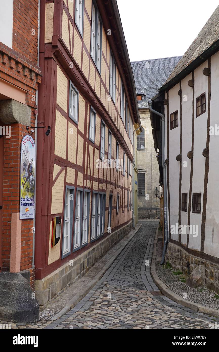 The medieval city of Quedlinburg, Saxony-Anhalt, Northern Germany ...