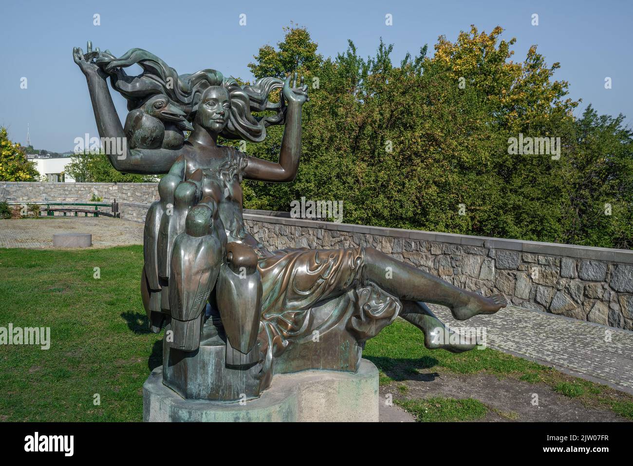 Witch sculpture by Tibor Bártfay, 1989 - Bratislava, Slovakia Stock ...