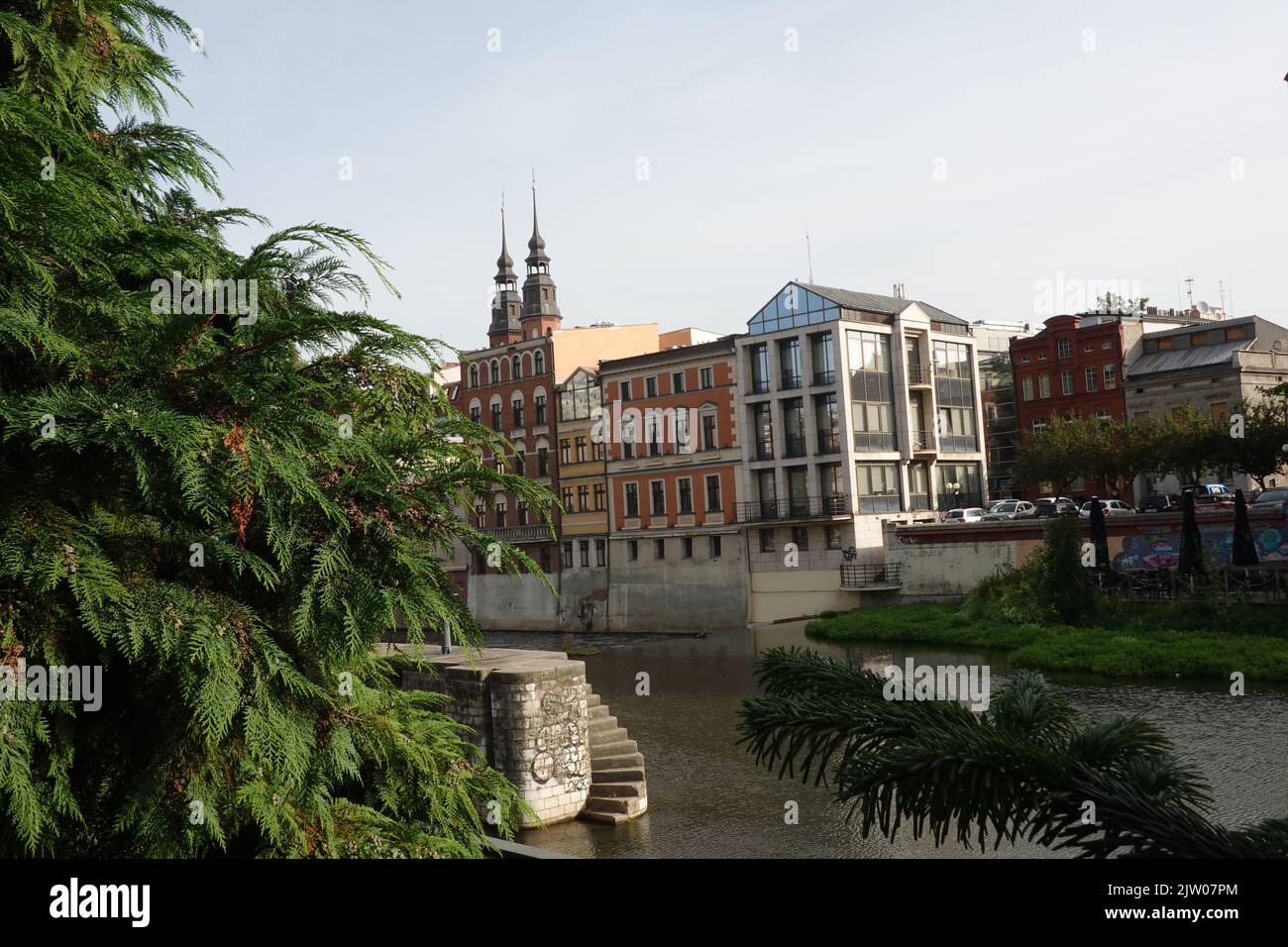 Opole a city in Poland and the towers of Opole Cathedral of the Holy ...