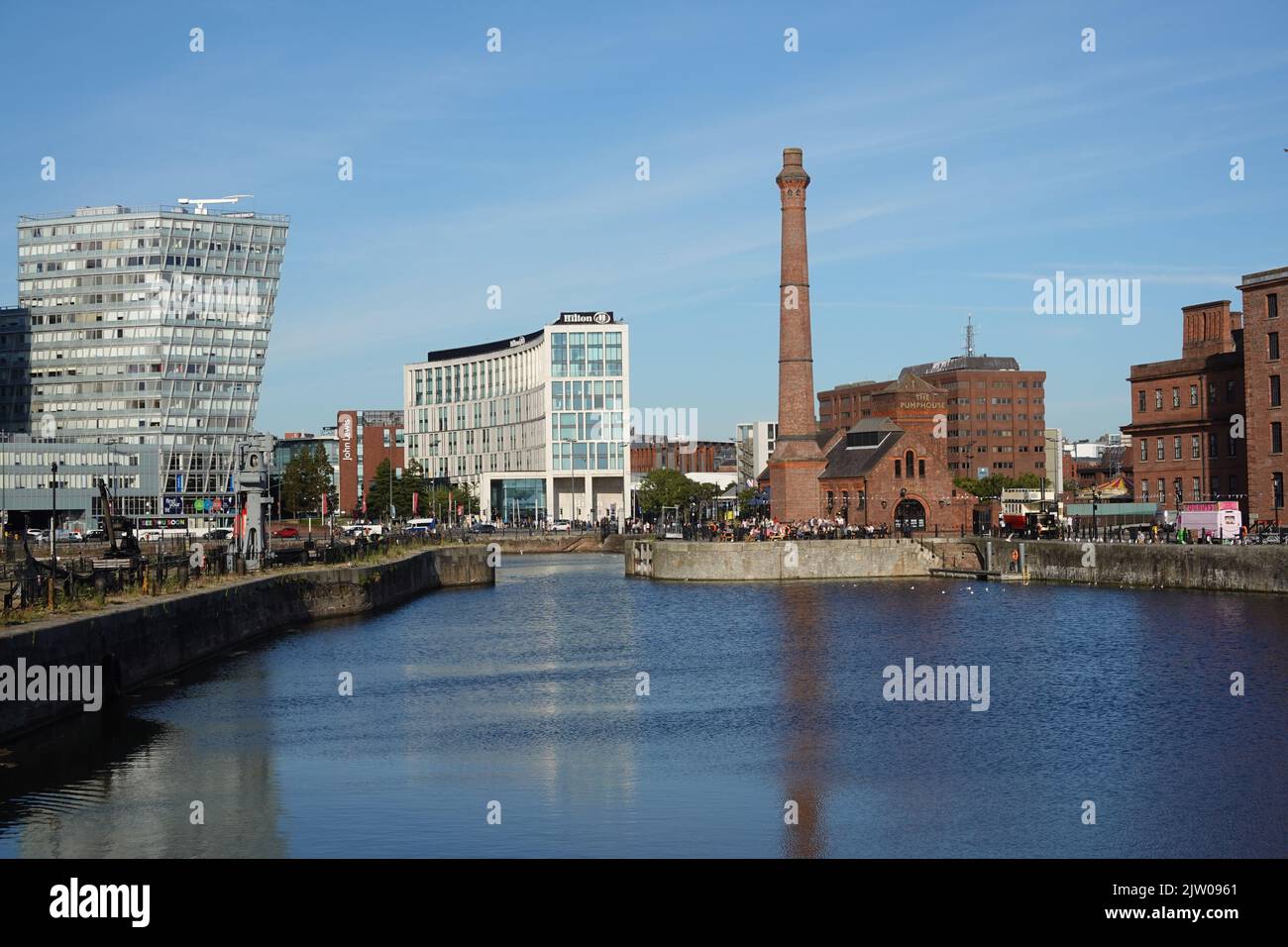 Canning Dock pumphouse and chimney, Liverpool docks, Merseyside, United ...