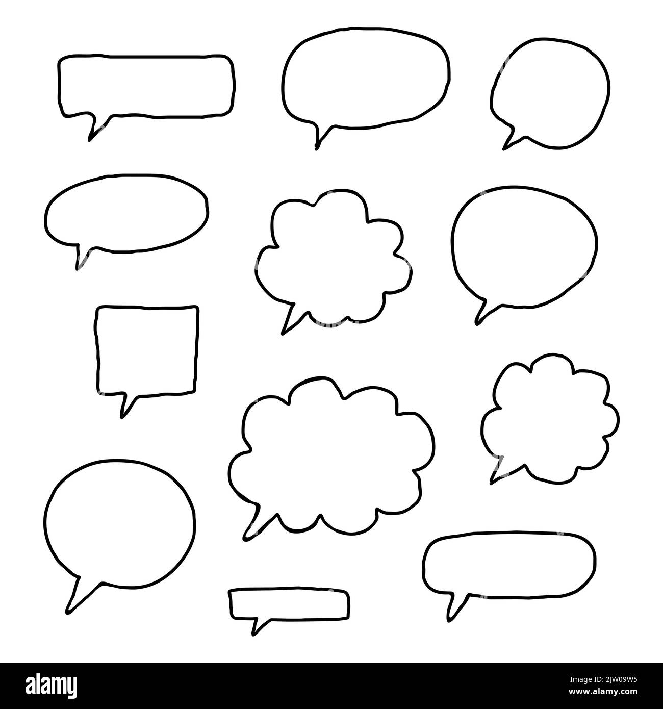 Set of hand drawn sketched speech bubbles isolated on white background ...